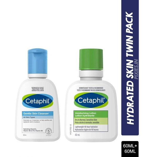 CETAPHIL Hydrated Skin Twin Pack Cleanser (60ml) + Moisturising Lotion ...